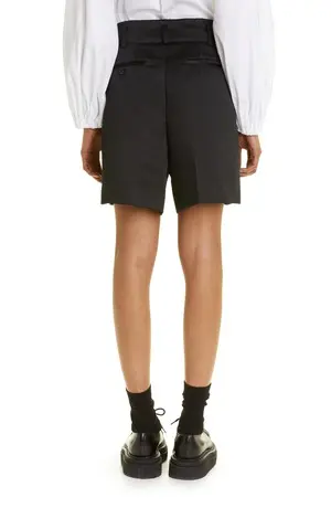 Comme Des Garçons Pleated Heavy Satin Bermuda Shorts