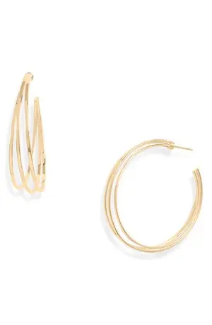 Jennifer Zeuner Jewelry Raya Triple Hoop Earrings - Yellow Gold