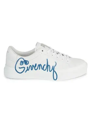 Givenchy Men's New City Leather Sneakers - White Green  White Blue