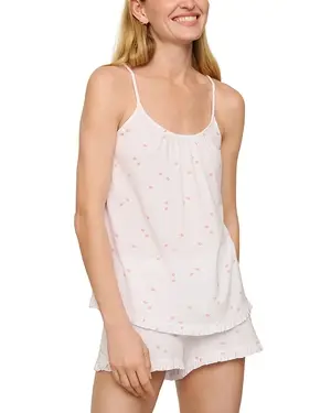 Eberjey Gisele Printed Camisole & Shorts Pajama Set - Summer Daisy White