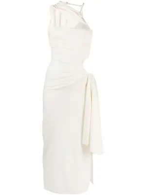 Jacquemus Abanada Asymmetric Draped Dress - White