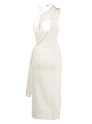 Jacquemus Abanada Asymmetric Draped Dress - White