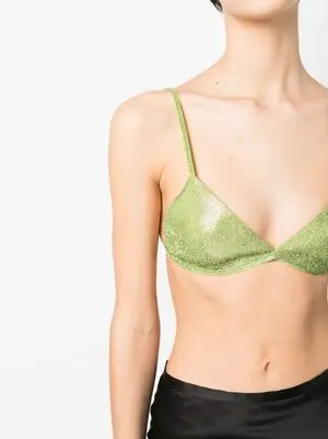 NUE Rhinestone-ebellished Silk Bra Top