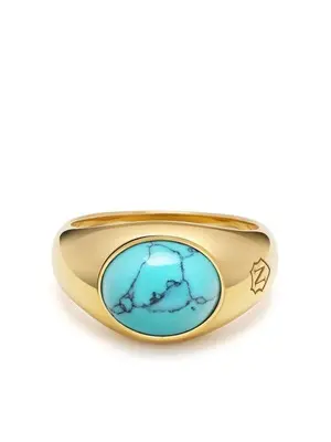NIALAYA JEWELRY Turquoise Oval Signet Ring - Gold