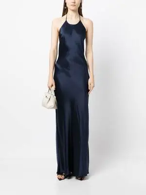 REFORMATION Jeany Satin-finish Silk Dress - Blue