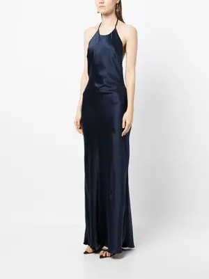 REFORMATION Jeany Satin-finish Silk Dress - Blue