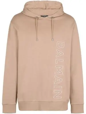 Balmain Logo-embossed Cotton Hoodie - Neutrals