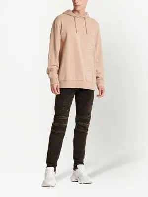 Balmain Logo-embossed Cotton Hoodie - Neutrals