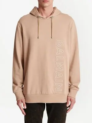 Balmain Logo-embossed Cotton Hoodie - Neutrals
