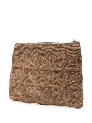 IBELIV Woven Raffia Clutch Bag - Brown