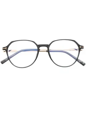 TOM FORD T-logo Round-frame Glasses - Blue