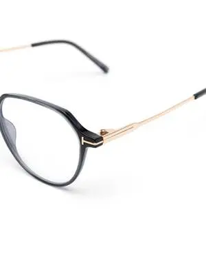 TOM FORD T-logo Round-frame Glasses - Blue