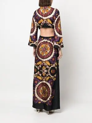 Ba&sh Cut-out Floral-print Long Dress - Black