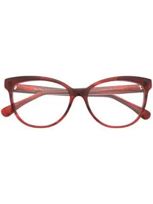Max Mara Logo-detail Round-frame Glasses - Red