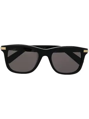 Cartier Gold-detail Square-frame Sunglasses - Black