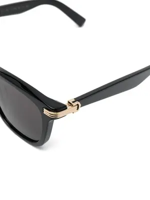 Cartier Gold-detail Square-frame Sunglasses - Black