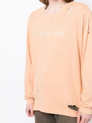 DOUBLET Logo-print Ripped Sweatshirt