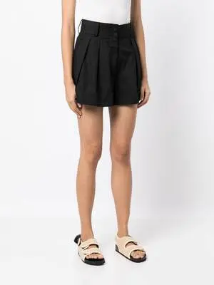 BAMBAH Pleated High-waist Shorts - Black