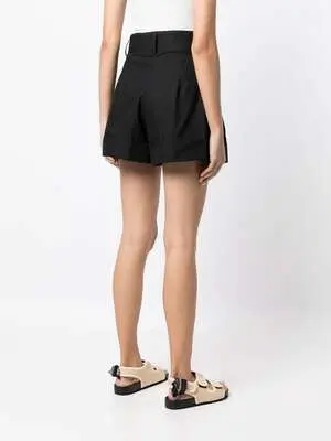 BAMBAH Pleated High-waist Shorts - Black