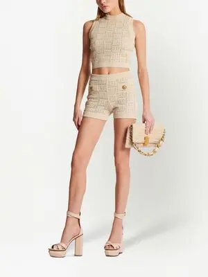 Balmain Monogram Mesh Knitted Shorts