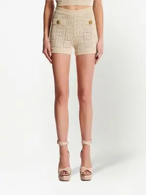 Balmain Monogram Mesh Knitted Shorts