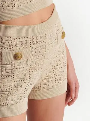 Balmain Monogram Mesh Knitted Shorts