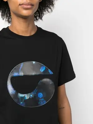 Coperni Flower-print Logo T-shirt - Black