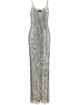 SANTA BRANDS Rhinestone-embellished Mesh Maxi Dress - Black