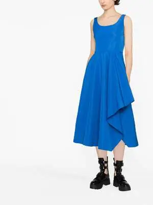 Alexander McQueen Asymmetric Draped Midi Dress