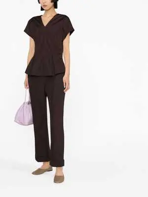 Aspesi Bootcut Cropped Trousers - Brown