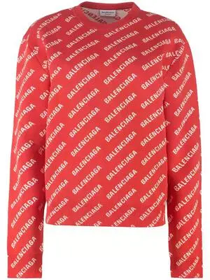 Balenciaga Logo-print Cotton Sweatshirt - Red