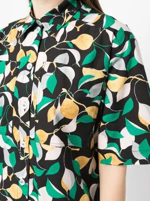 La DoubleJ Orchard-print Shirt Dress - Black