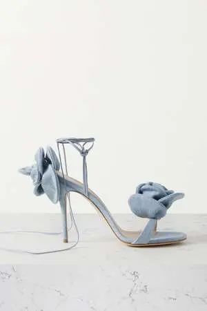 Magda Butrym Embellished Denim And Leather Sandals