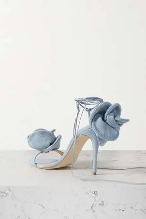 Magda Butrym Embellished Denim And Leather Sandals
