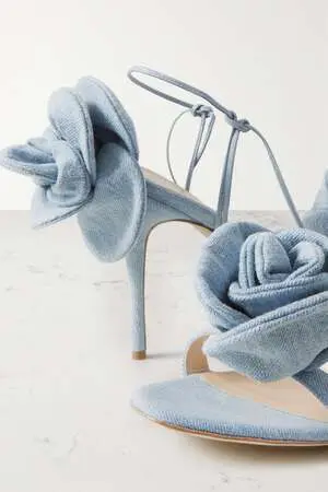 Magda Butrym Embellished Denim And Leather Sandals