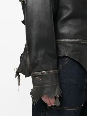DIESEL® Distressed Leather Biker Jacket