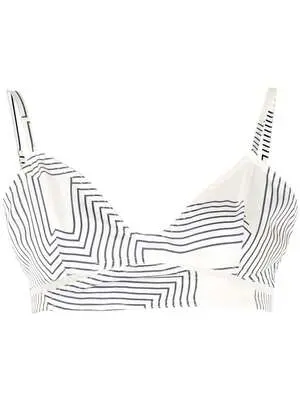 LOW CLASSIC Stripe-pattern Sports Bra - White