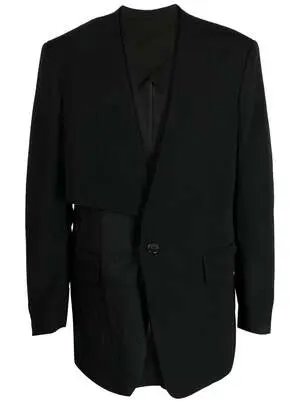 SONGZIO Layered Collarless Blazer - Bk