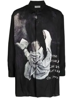 Yohji Yamamoto Graphic-print Long-sleeve Shirt - Black