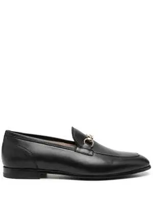 SCAROSSO Buckle-detail Leather Loafers - Black