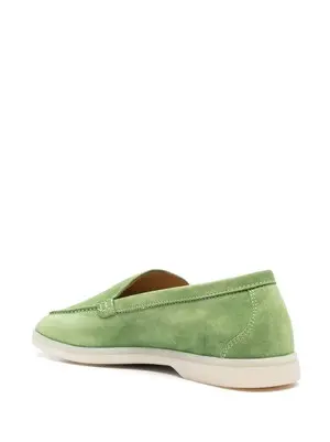 SCAROSSO Stitched-edge Suede Loafers - Green
