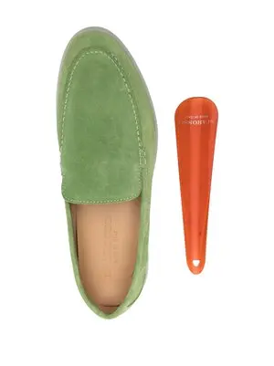 SCAROSSO Stitched-edge Suede Loafers - Green