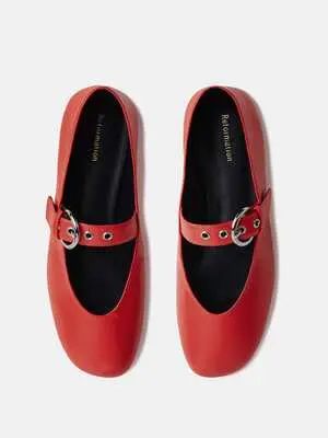 REFORMATION Bethany Ballet Flats - Red