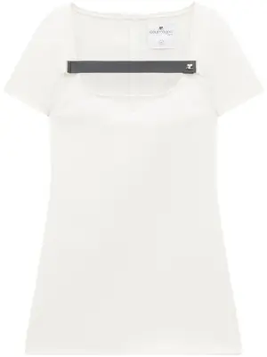 COURREGES Short Sleeve Mini Dress - White