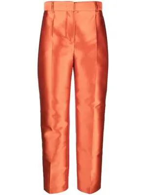 Alberta Ferretti Satin Straight-leg Trousers - Orange