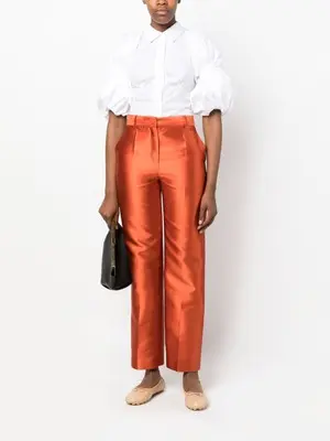 Alberta Ferretti Satin Straight-leg Trousers - Orange