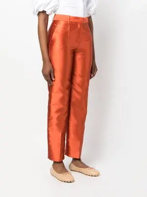 Alberta Ferretti Satin Straight-leg Trousers - Orange