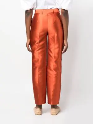 Alberta Ferretti Satin Straight-leg Trousers - Orange