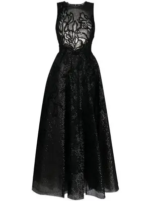 SAIID KOBEISY Sequin-embellished Semi-sheer Dress