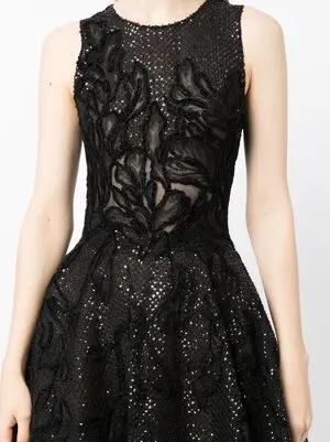 SAIID KOBEISY Sequin-embellished Semi-sheer Dress